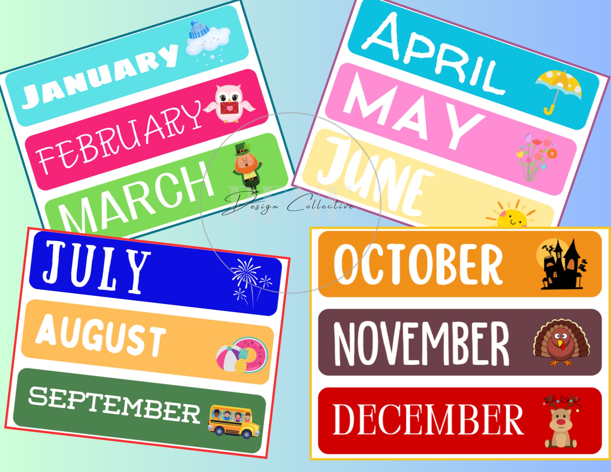 Printable Poster: Three Pages Months of the Year - Etsy