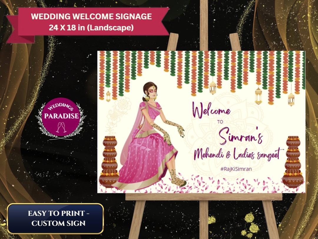 Mehendi Welcome Sign | Henna Welcome Sign | Mehendi Sign | Marigold ...