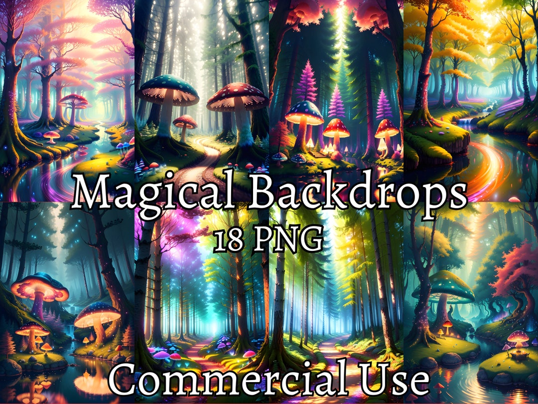 Fantasy Magical Forest Digital Paper Bundle, 18 PNG, Commercial Use ...