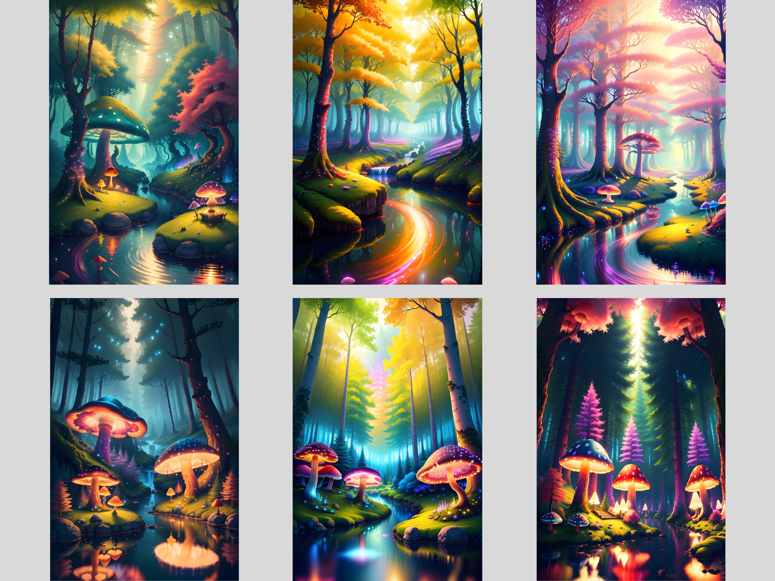 Fantasy Magical Forest Digital Paper Bundle, 18 PNG, Commercial Use ...