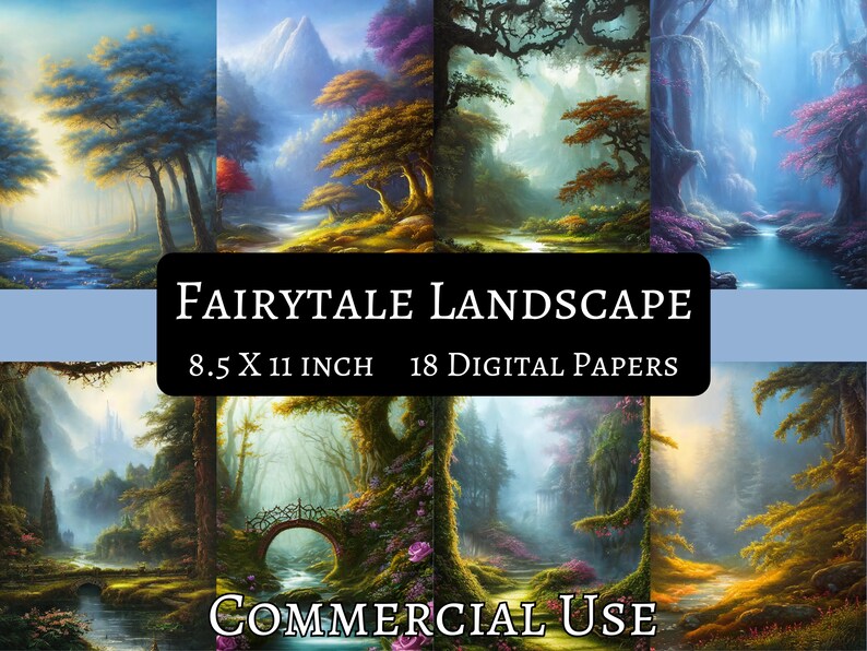 18 Fine Art Fairytale Digital Paper, Magical Digital Backdrop, Fantasy ...