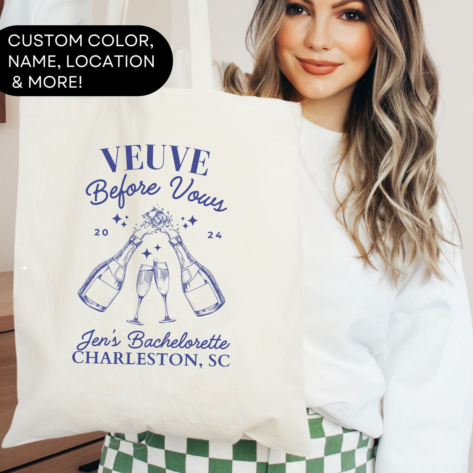 Veuve Before Vows Bachelorette Party Tote: Personalized Champagne Favor ...