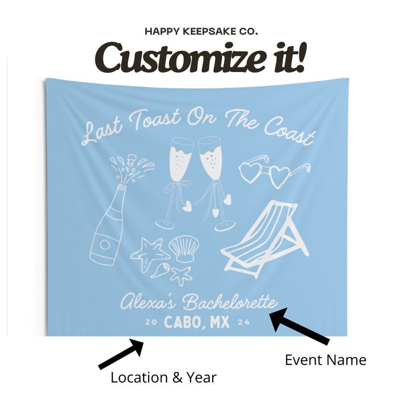 Last Toast on the Coast Bachelorette Party Banner, Personalized Girls ...