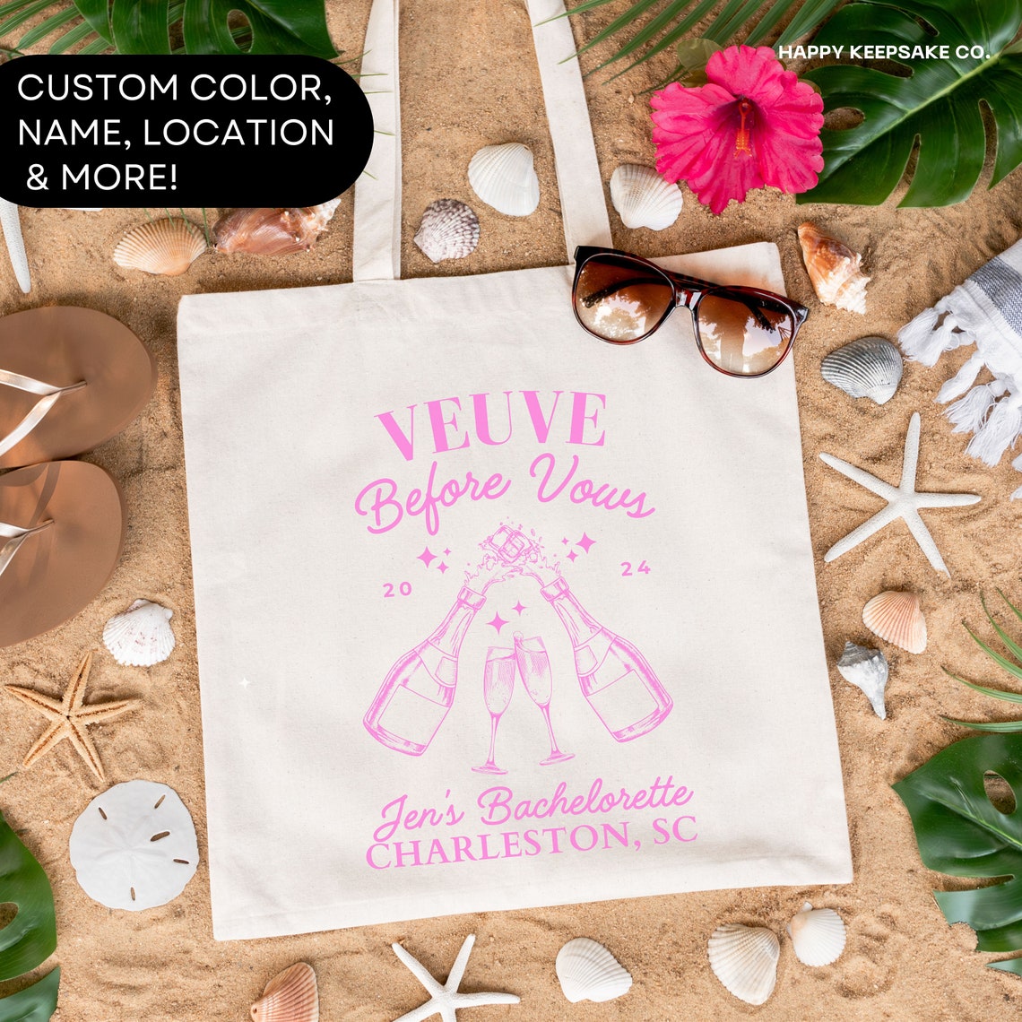 Veuve Before Vows Bachelorette Party Tote: Personalized Champagne Favor ...