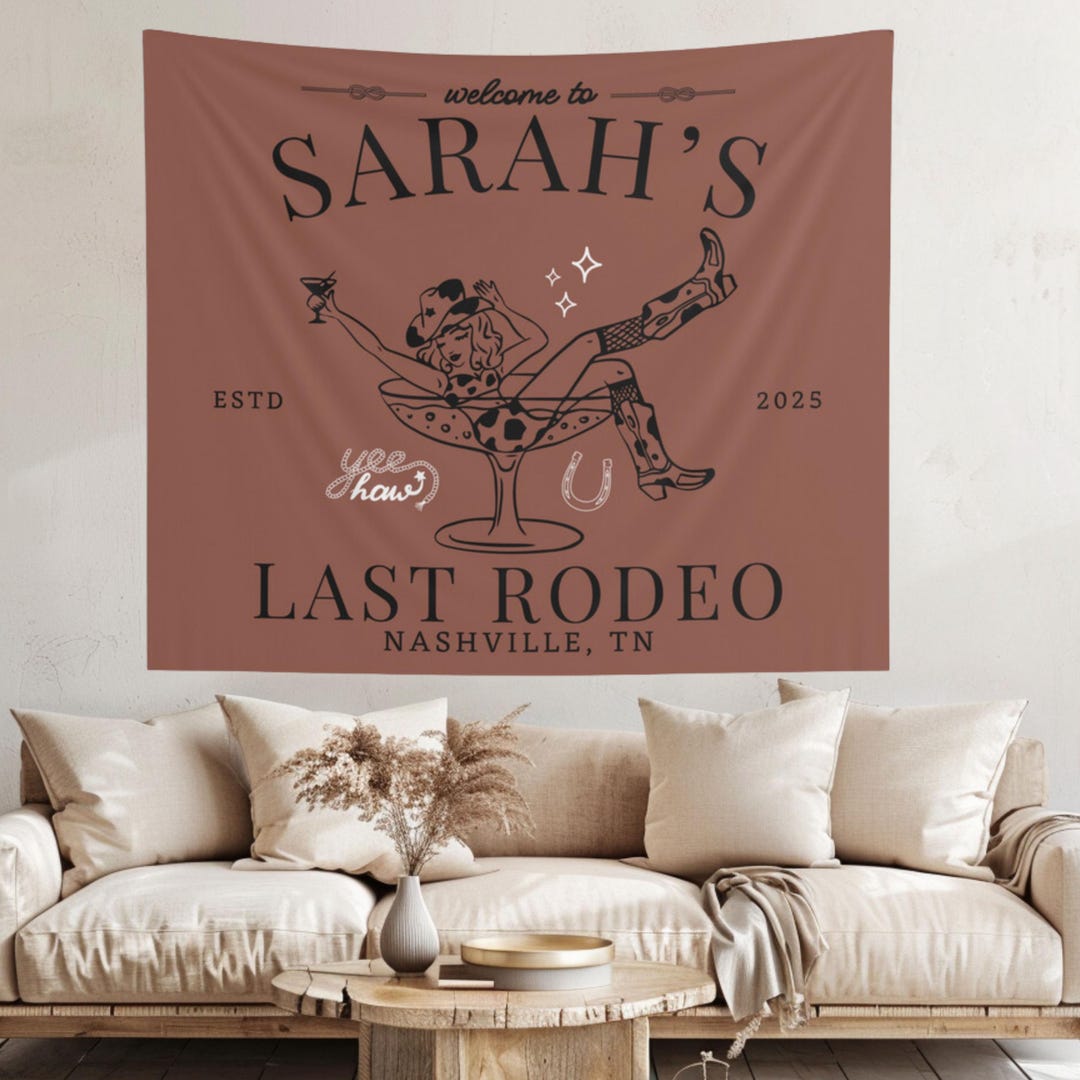 Last Rodeo Bachelorette Party Banner: Custom Cowgirl Tapestry - Etsy