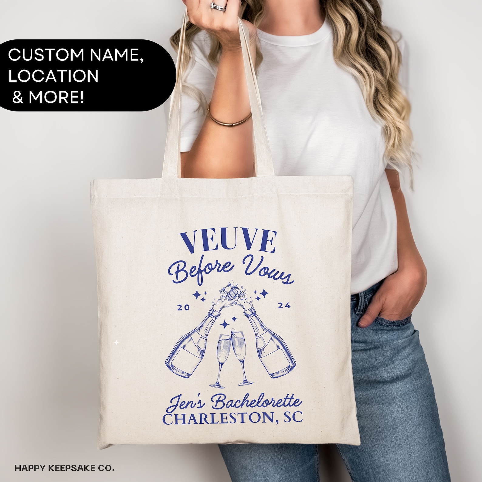 Veuve Before Vows Bachelorette Party Tote: Personalized Champagne Favor ...