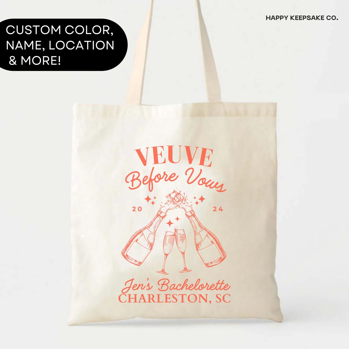 Veuve Before Vows Bachelorette Party Tote: Personalized Champagne Favor ...