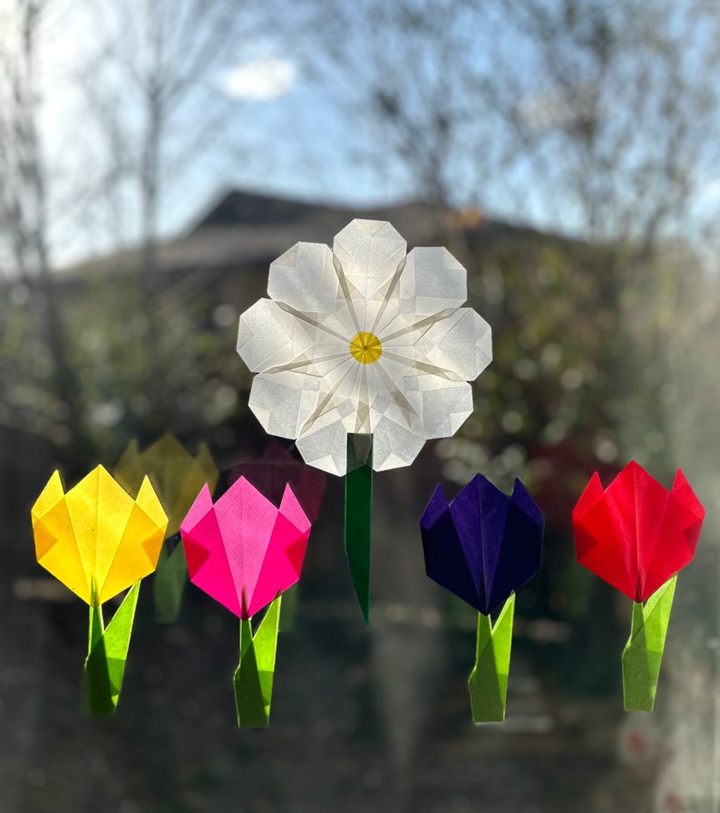 Paper Flower Set Kite Paper Origami Sun Catcher - Etsy