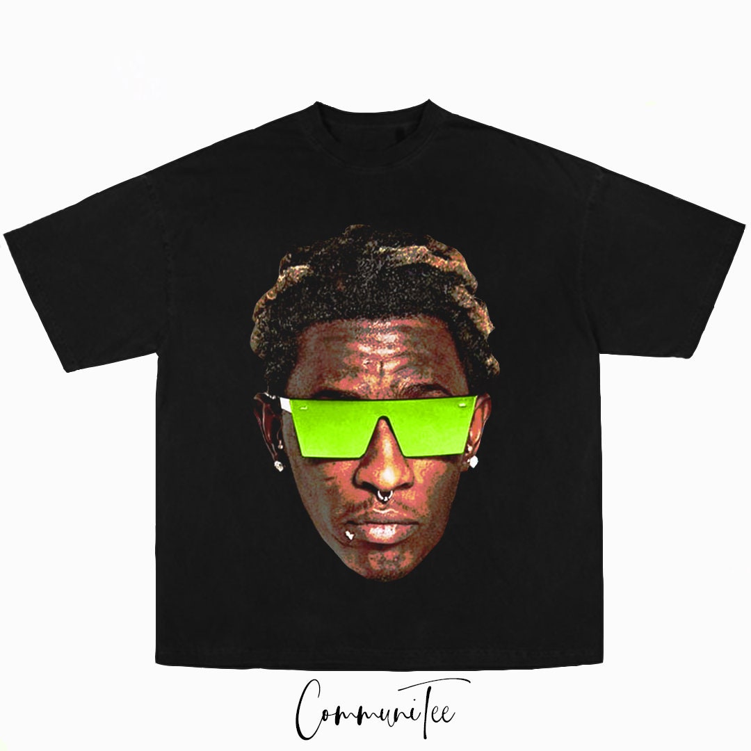 Free Young Thug Thugger Slime Stoner Life YSL Rap Tee Big Face Head ...