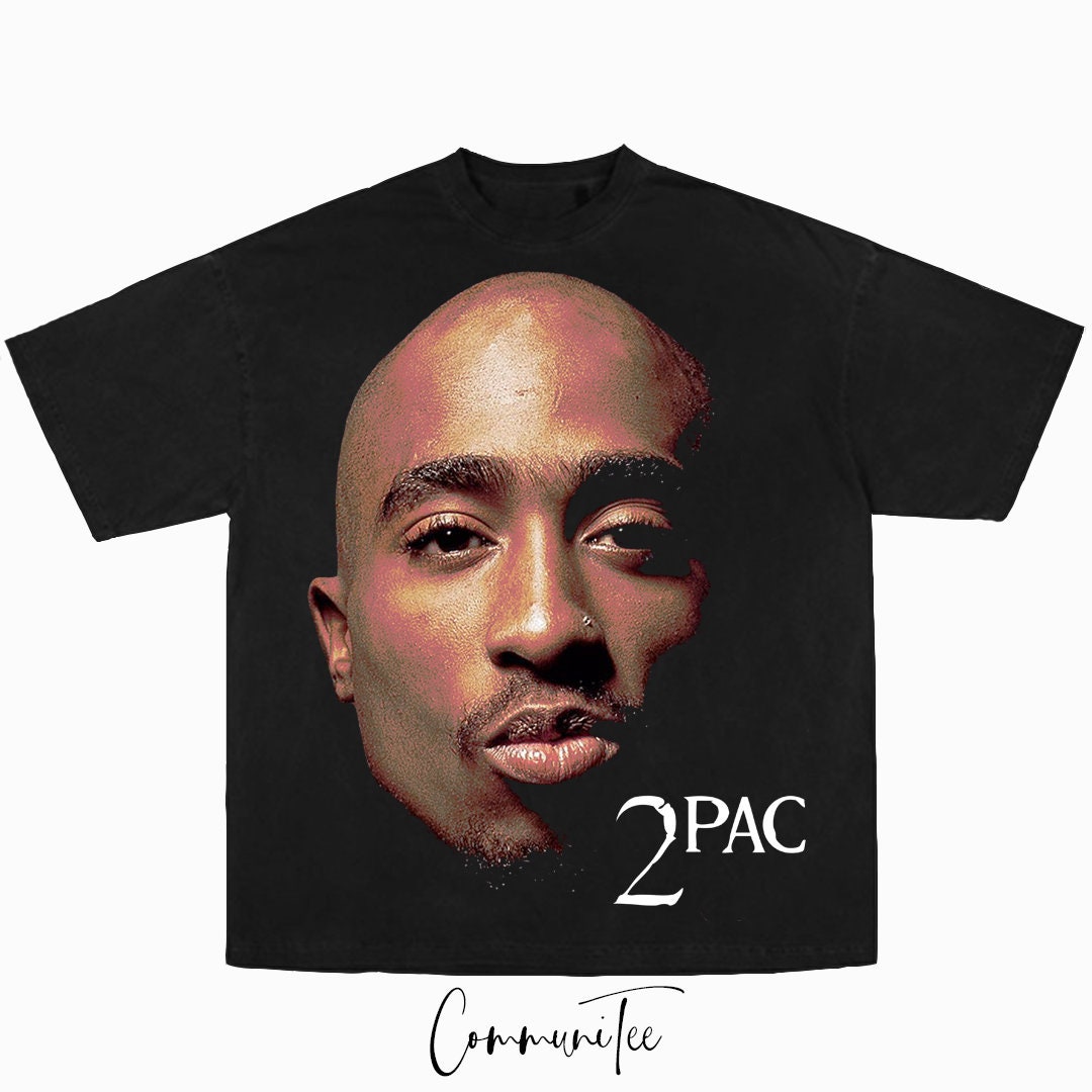 2pac Tupac Shakur Rap Tee Big Face Head Vintage Style Graphic Hip Hop T ...