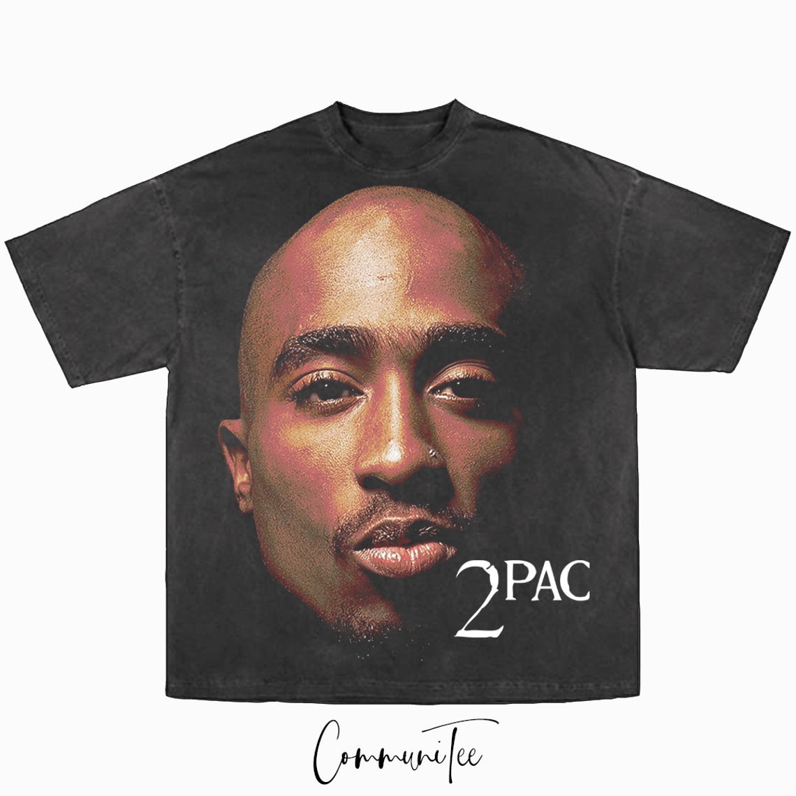 2pac Tupac Shakur Rap Tee Big Face Head Vintage Style Graphic - Etsy