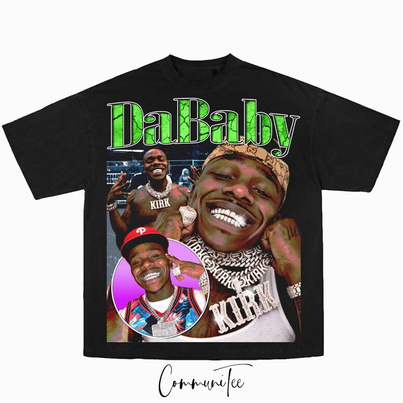 Dababy Da Baby Rap Tee Big Face Head Vintage Style Graphic Hip Hop T ...
