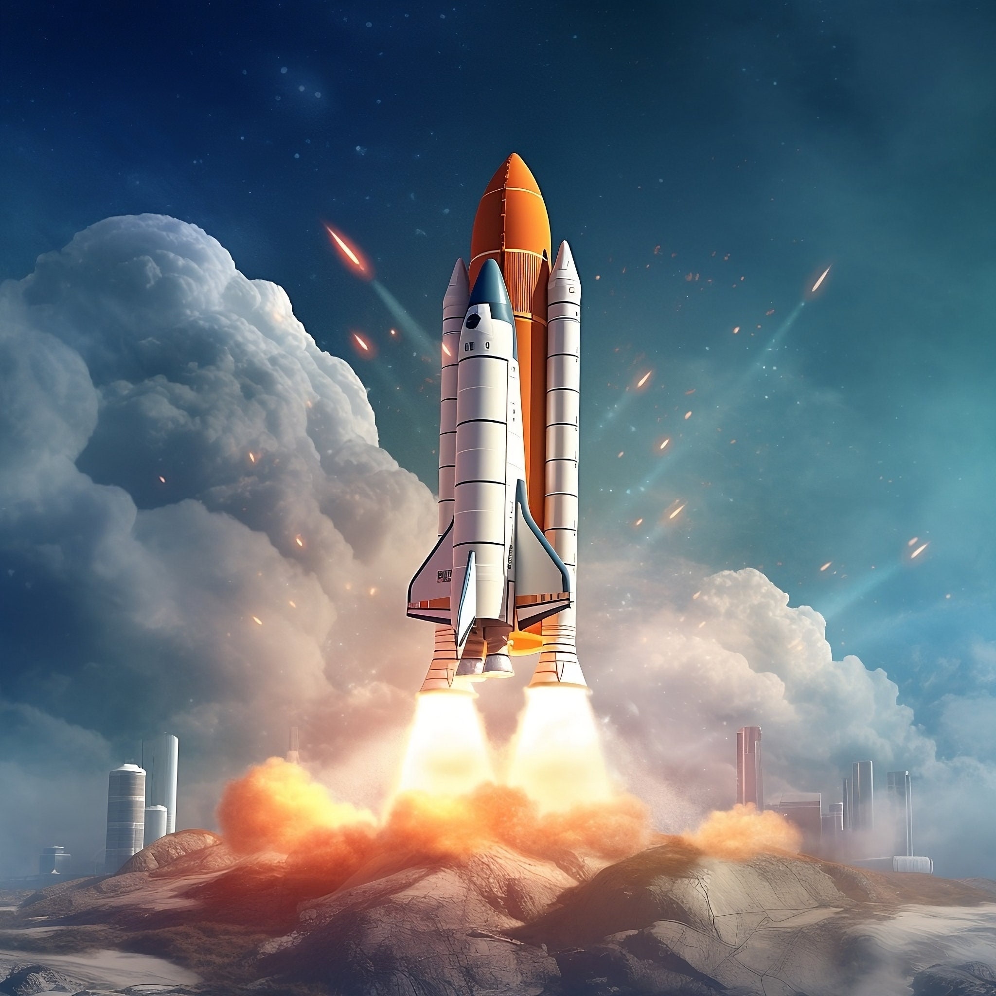 Space Shuttle Digital Print, Shuttle, Rocket, Wall Art, Space Shuttle ...