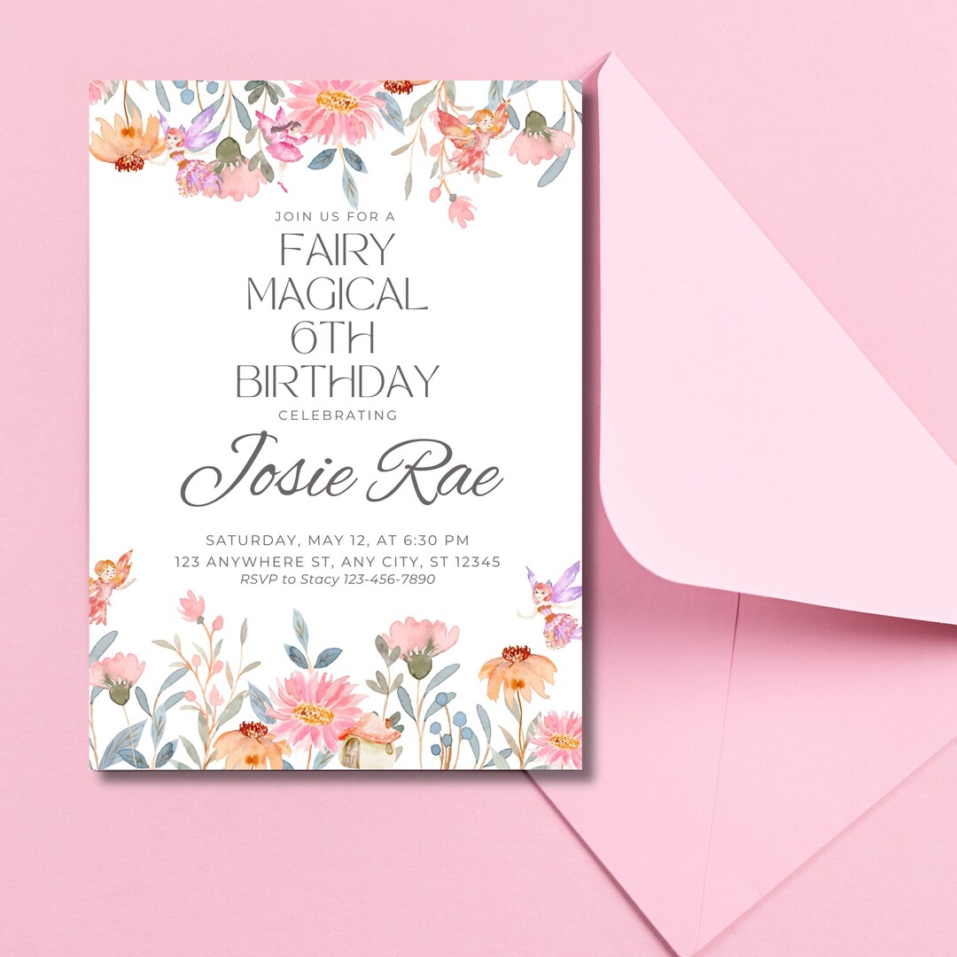 FAIRY MAGICAL INVITATION, Enchanted Girls Birthday, Summer Fairies and ...
