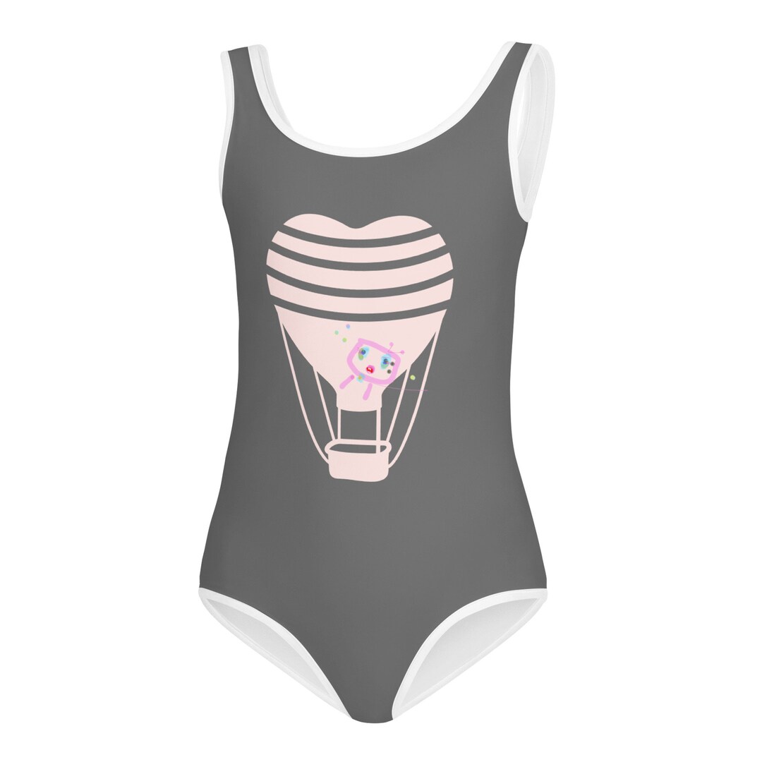 Trendy All-over Print Kids Swimsuit swimwear for Girl Grey - Etsy