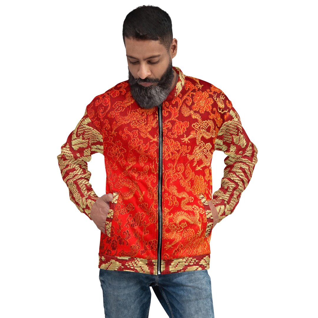 Unisex Bomber Jacket: Red Dragon Print, Trendy Sportswear - Etsy