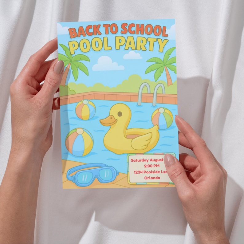 Editable Back to School Pool Party Invitation | Fun Summer Swim Invite ...