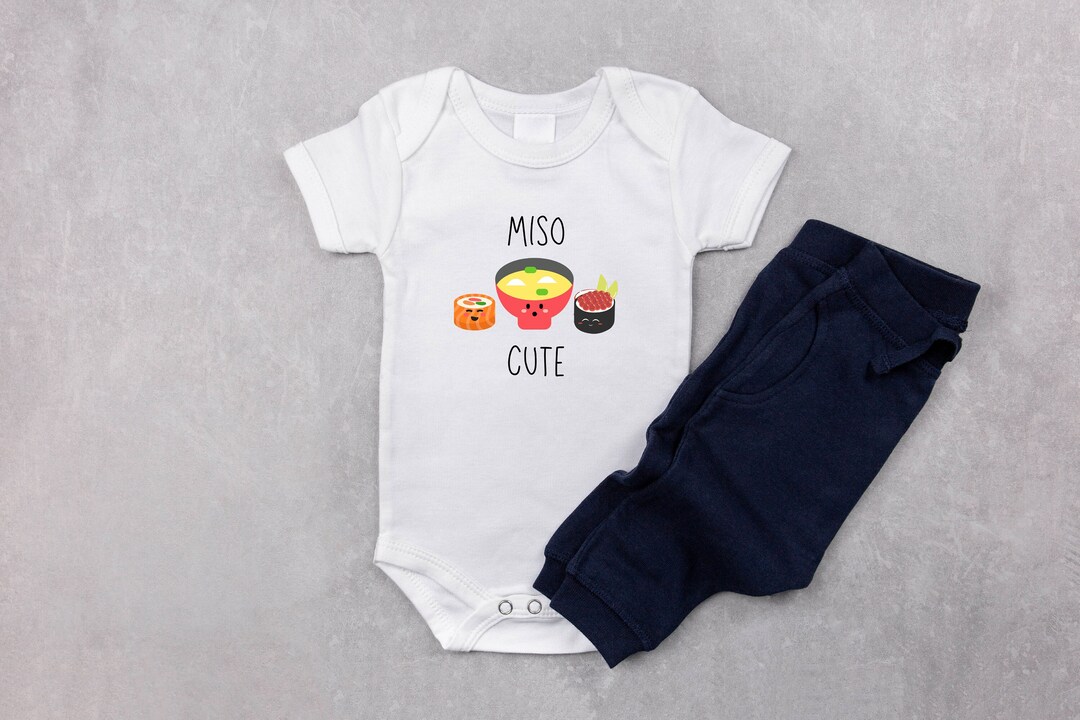 Miso Cute Baby Onesie Adorable Cartoon Miso and Sushi Design, Unique ...