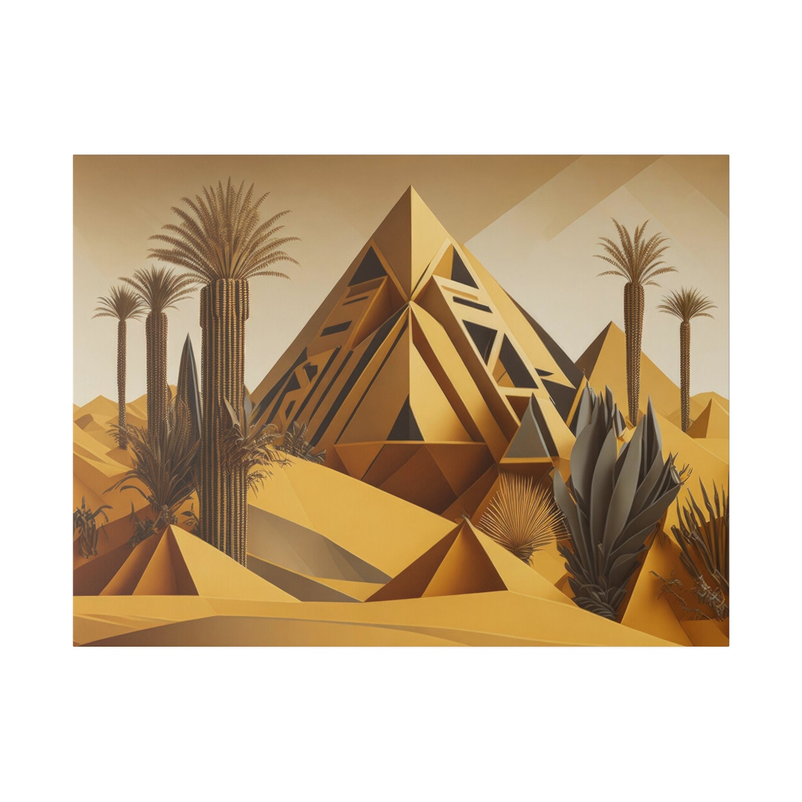Desert Pyramid, Wilderness Landscape Print on Canvas Wall Art. Sci-fi ...