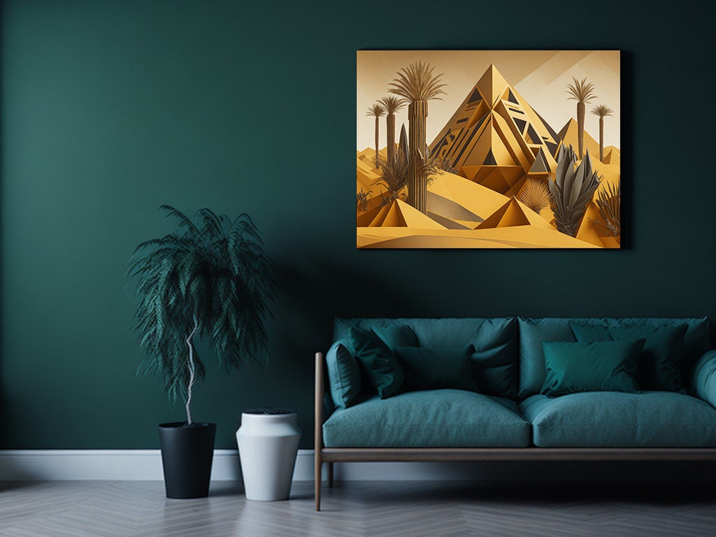 Desert Pyramid, Wilderness Landscape Print on Canvas Wall Art. Sci-fi ...