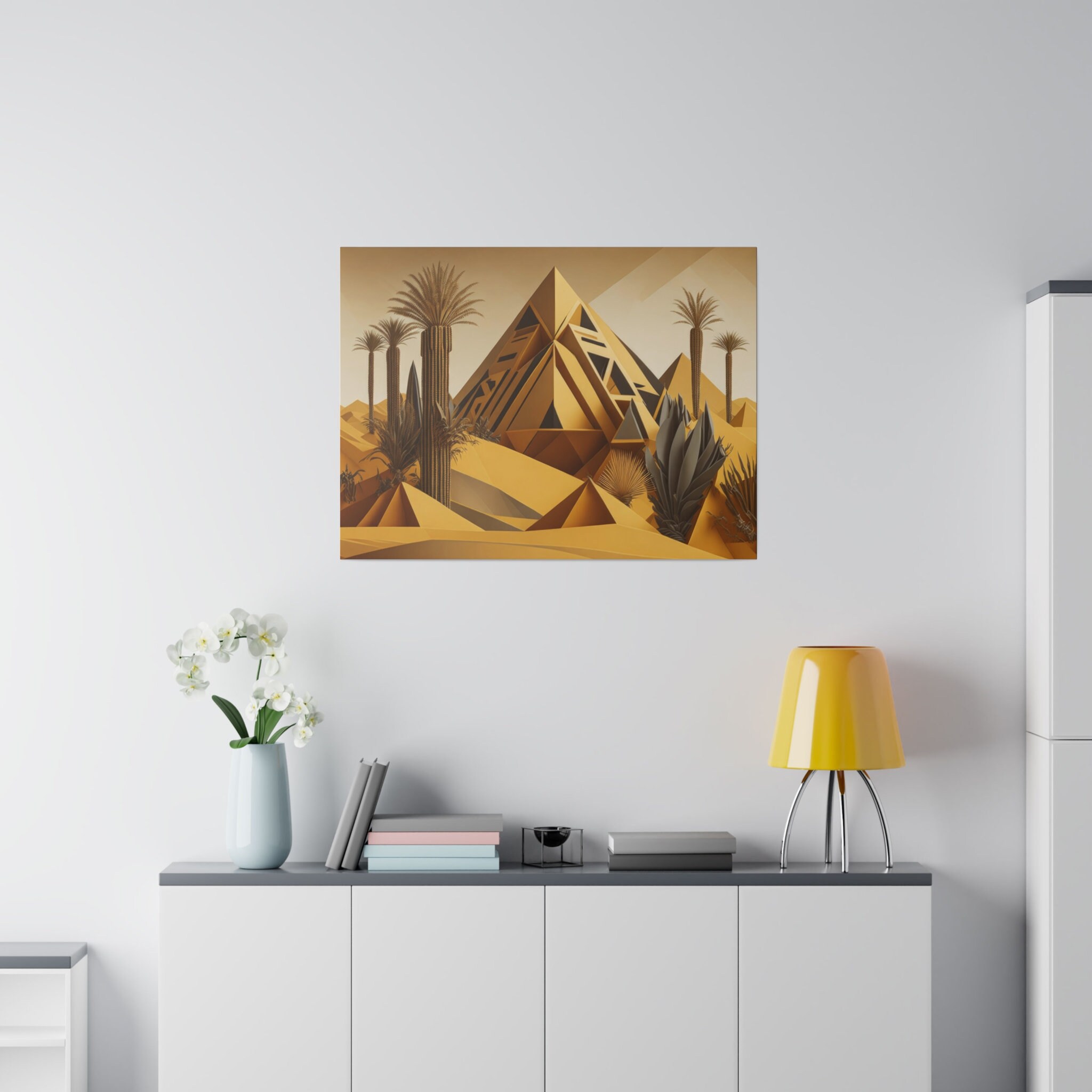 Desert Pyramid, Wilderness Landscape Print on Canvas Wall Art. Sci-fi ...