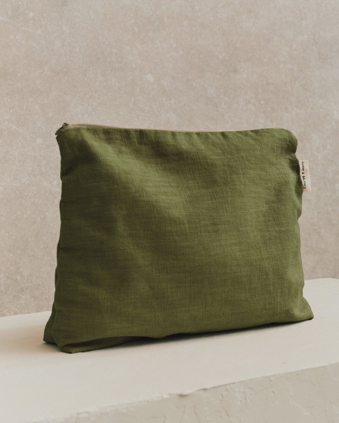 Minimal Olive Green Linen Wash Bag - Etsy