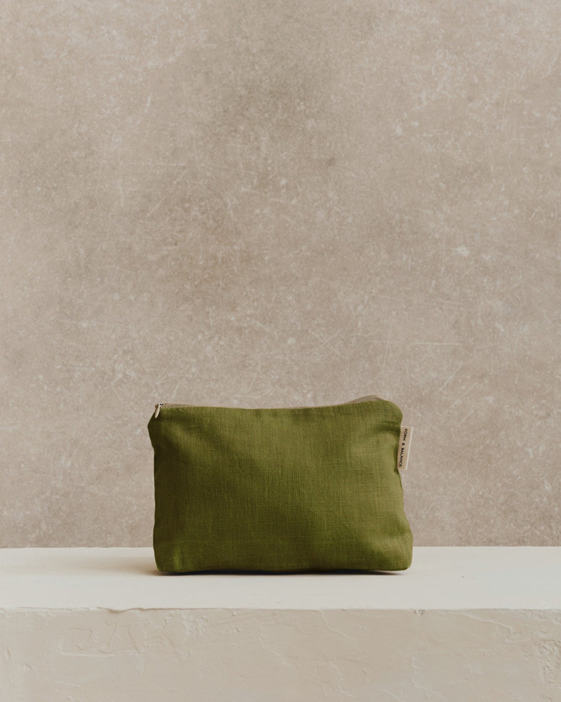 Minimal Olive Green Linen Wash Bag - Etsy