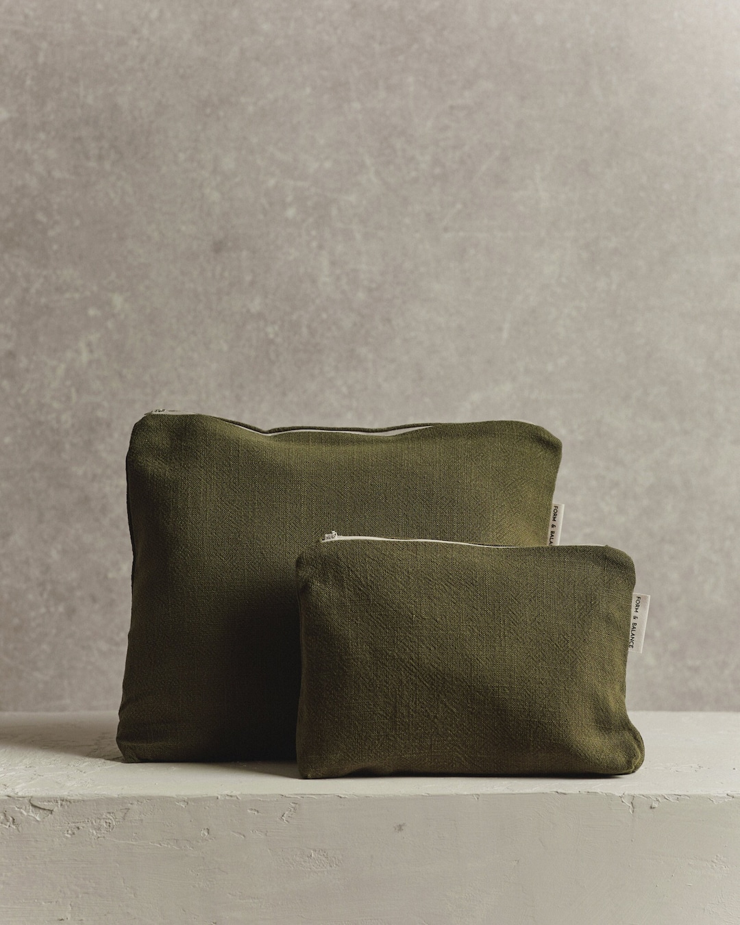 Minimal Moss Green Linen Wash Bag - Etsy