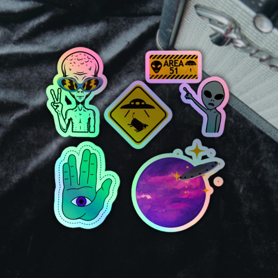 Trippy Alien Sticker Pack: Cosmic Punk Vinyl Decals - Etsy