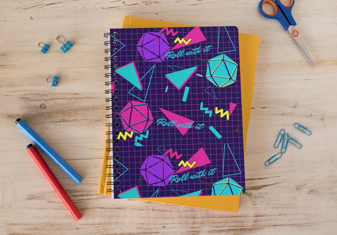 Roll With It Dnd Notebook, Retro 80s Style Dungeons and Dragons, Rad ...