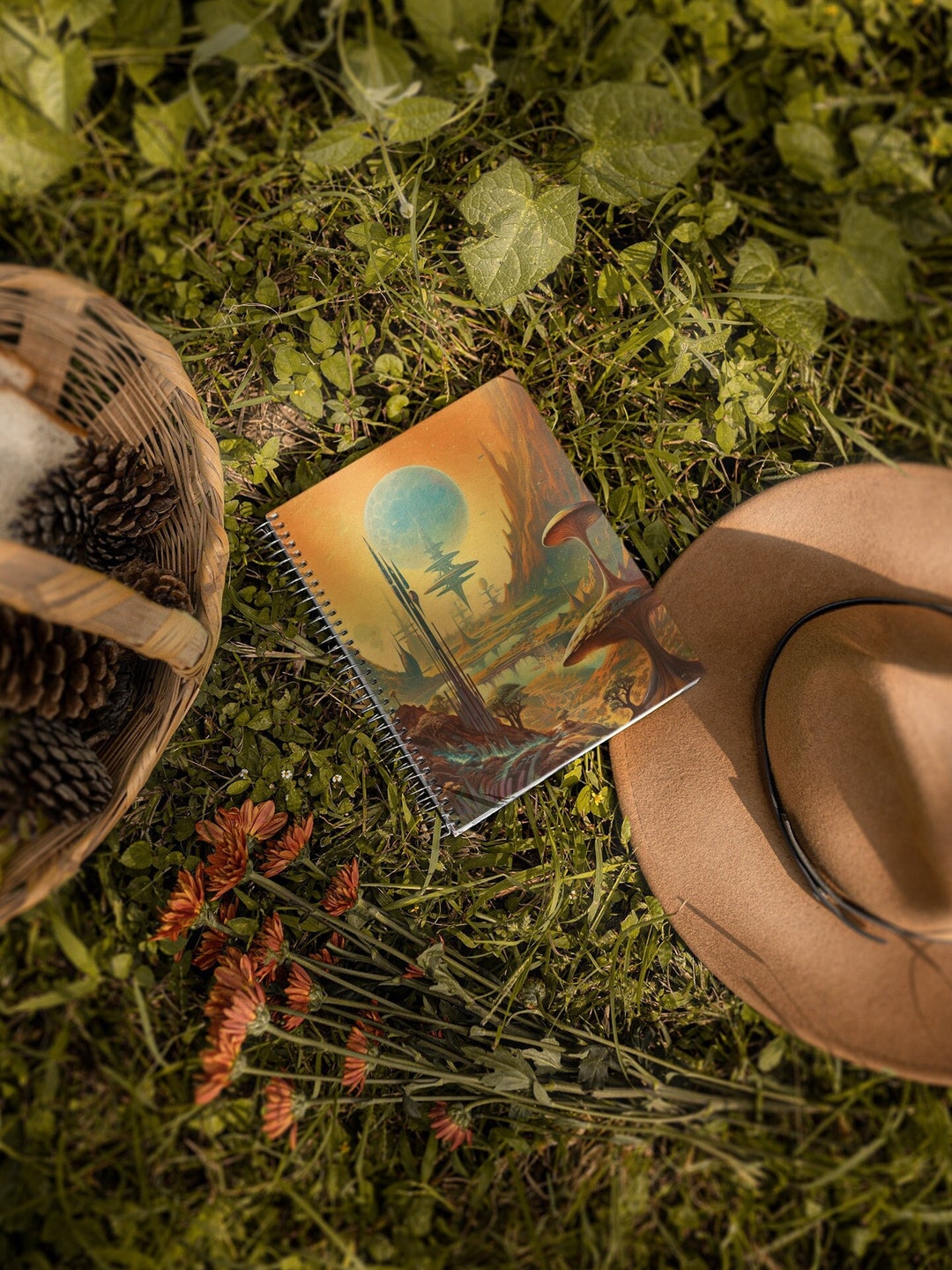 Retro Futuristic Journal, Lined Scifi World Builder Notebook, Spiral ...