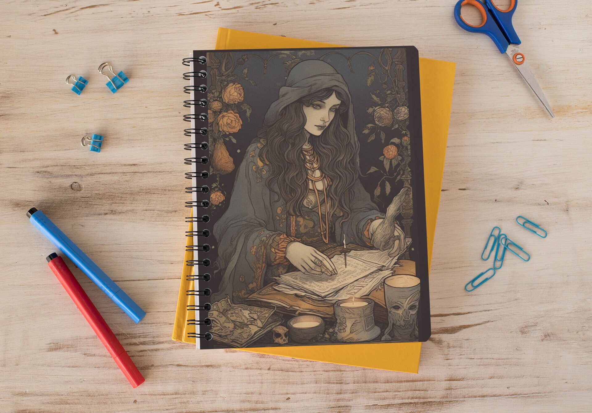 Art Nouveau Writer Woman Notebook, Beautiful Woman Poet Journal, Lined ...