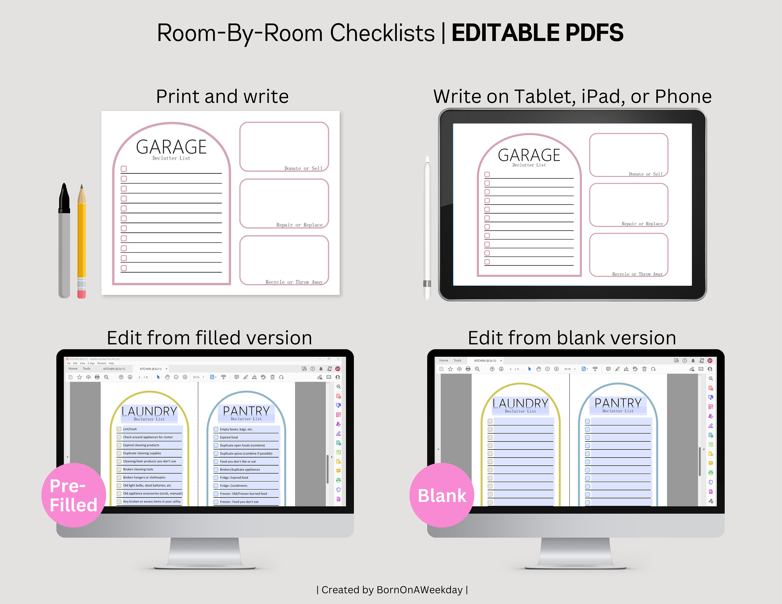 ADHD Decluttering Bundle: 30-day Challenge, Checklists (digital ...