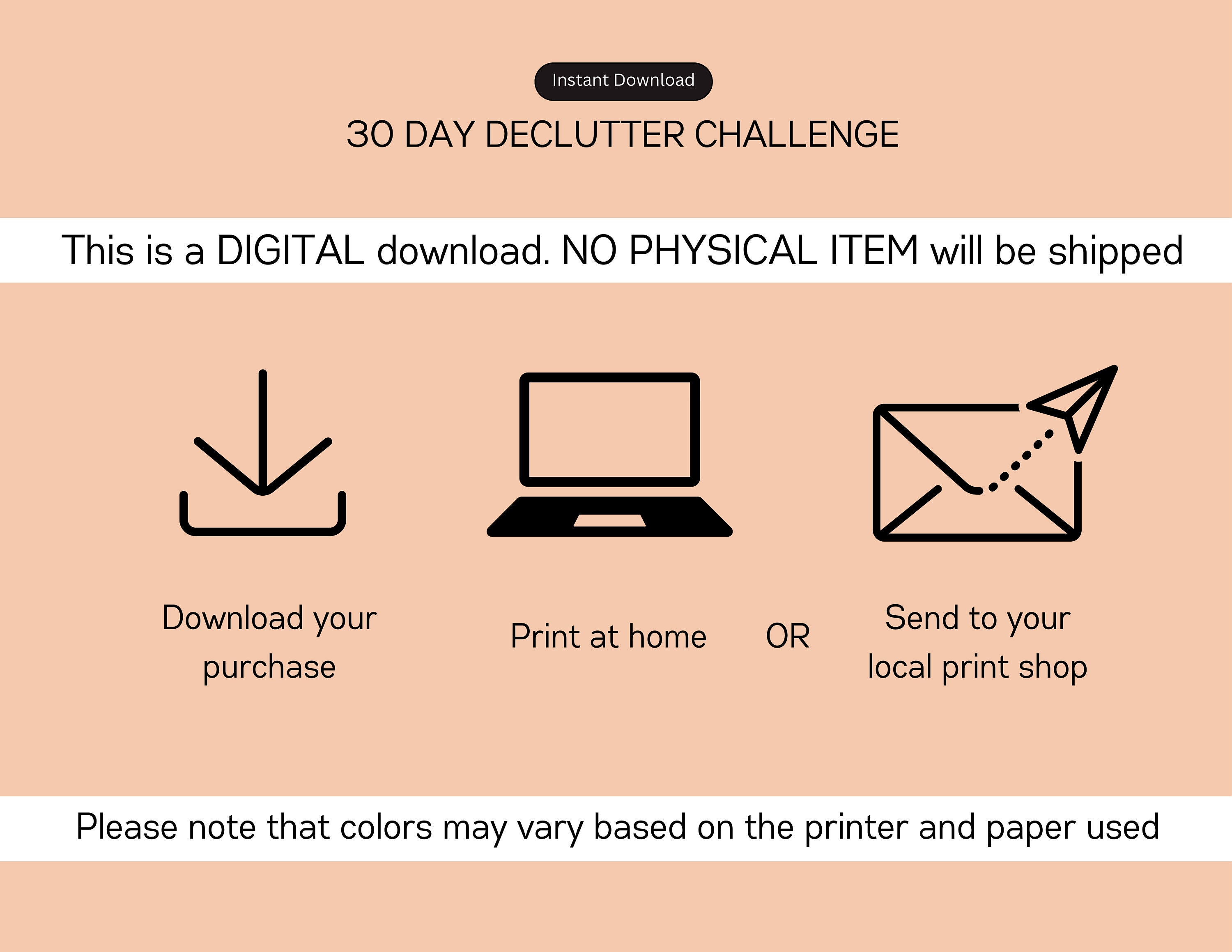 30 Day Declutter Challenge, Home Declutter Planner, Spring Clean, Declutter Checklist, Cleaning ...