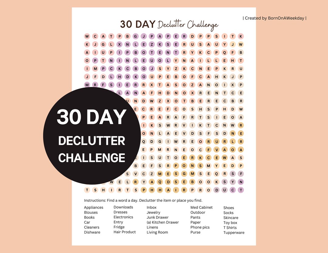 30 Day Declutter Challenge Home Declutter Planner Spring Clean Declutter Checklist Cleaning