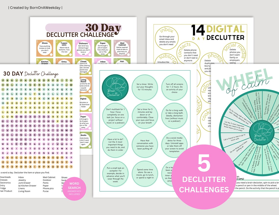 ADHD Decluttering Bundle 30 Day Declutter Challenge Room by - Etsy