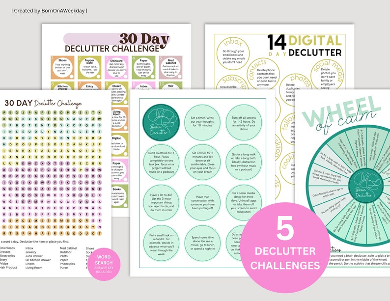 ADHD Decluttering Bundle: 30-day Challenge, Checklists (digital ...