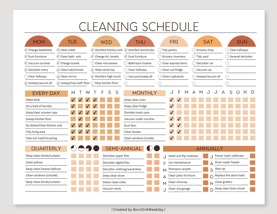 Editable Cleaning Planner: Boho Chore Chart (digital Download PDF) - Etsy