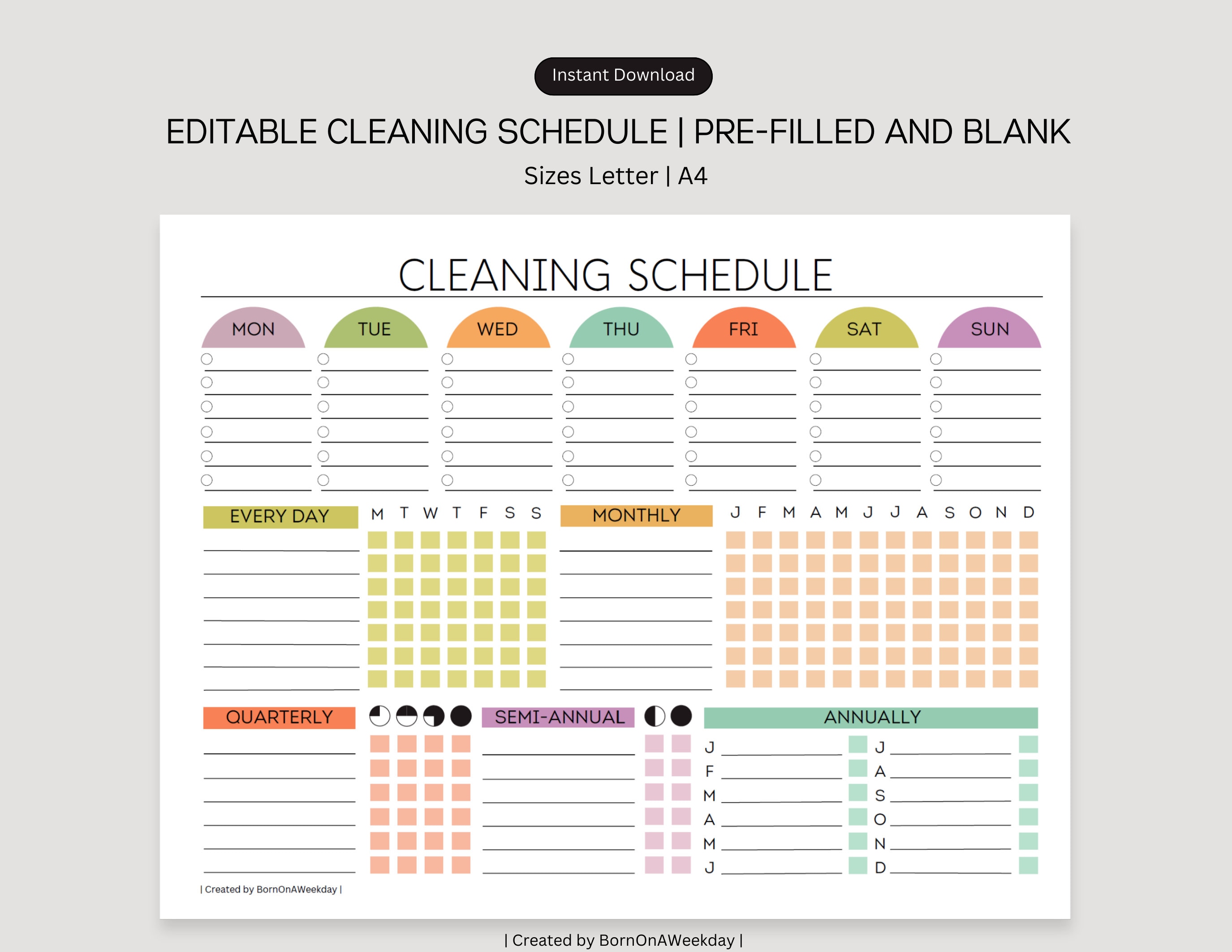 Adhd Cleaning Planner , Cleaning Schedule And Checklist, Undated Daily ...