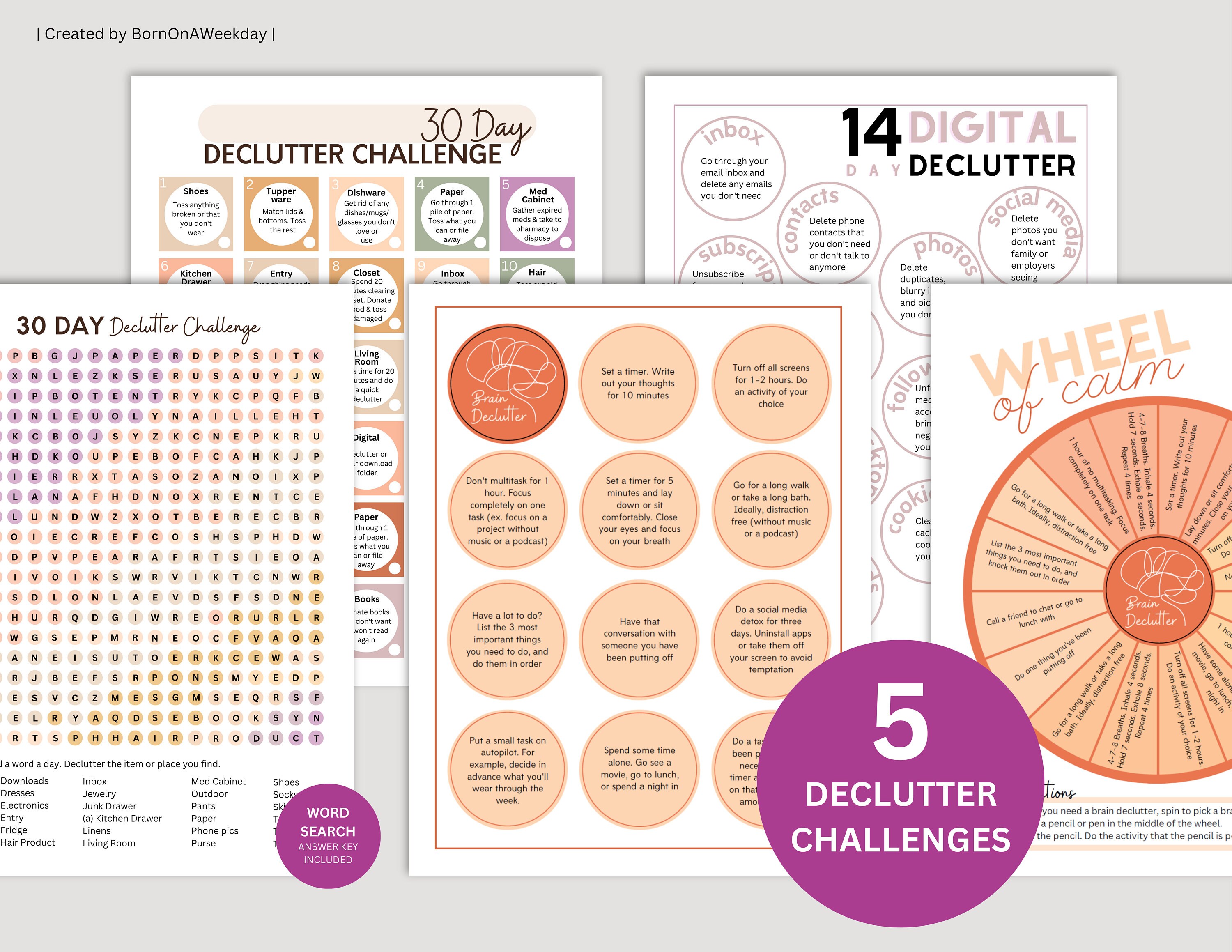 ADHD Decluttering Bundle: 30-day Challenge, Room Checklists (digital ...