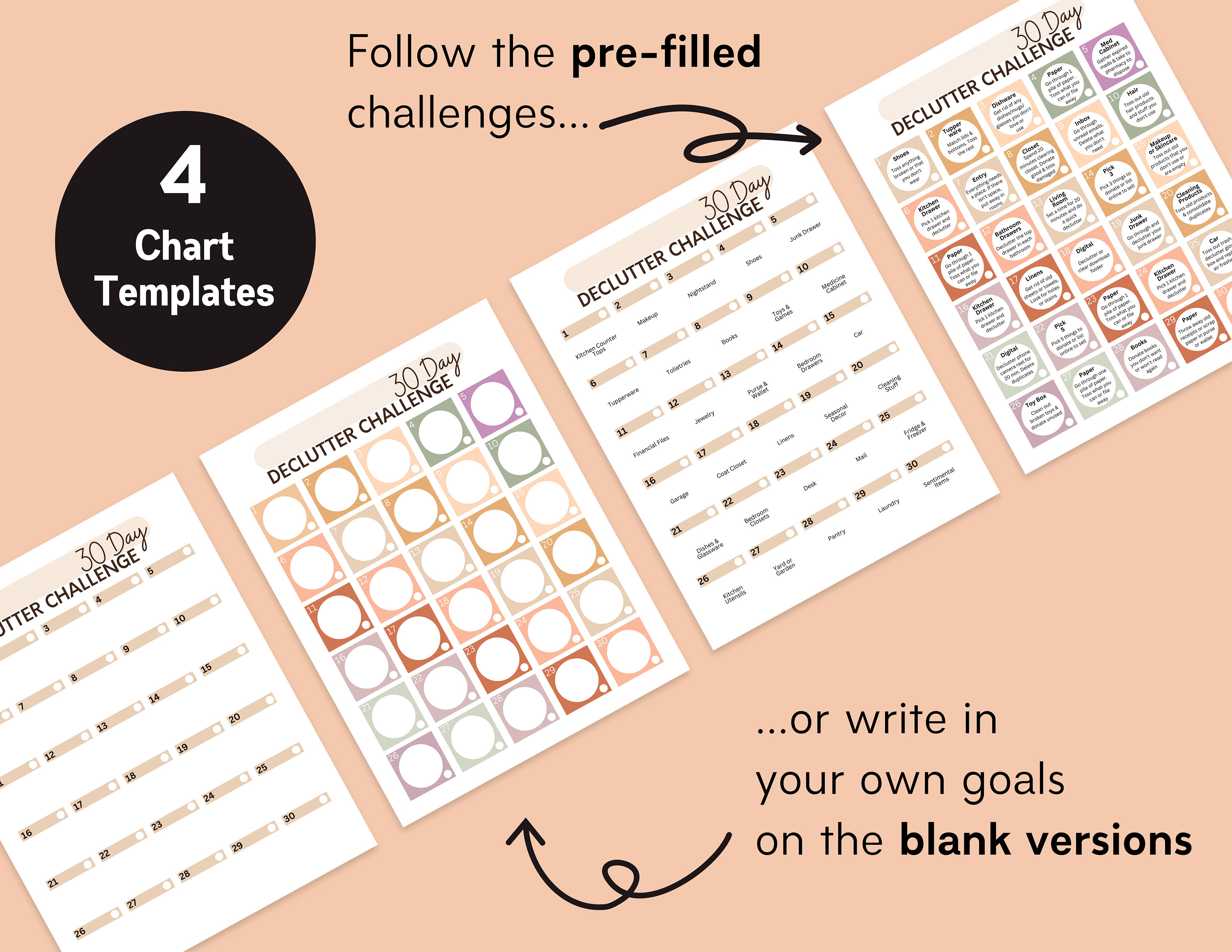 30 Day Declutter Challenge Home Declutter Planner Spring Clean Declutter Checklist Cleaning