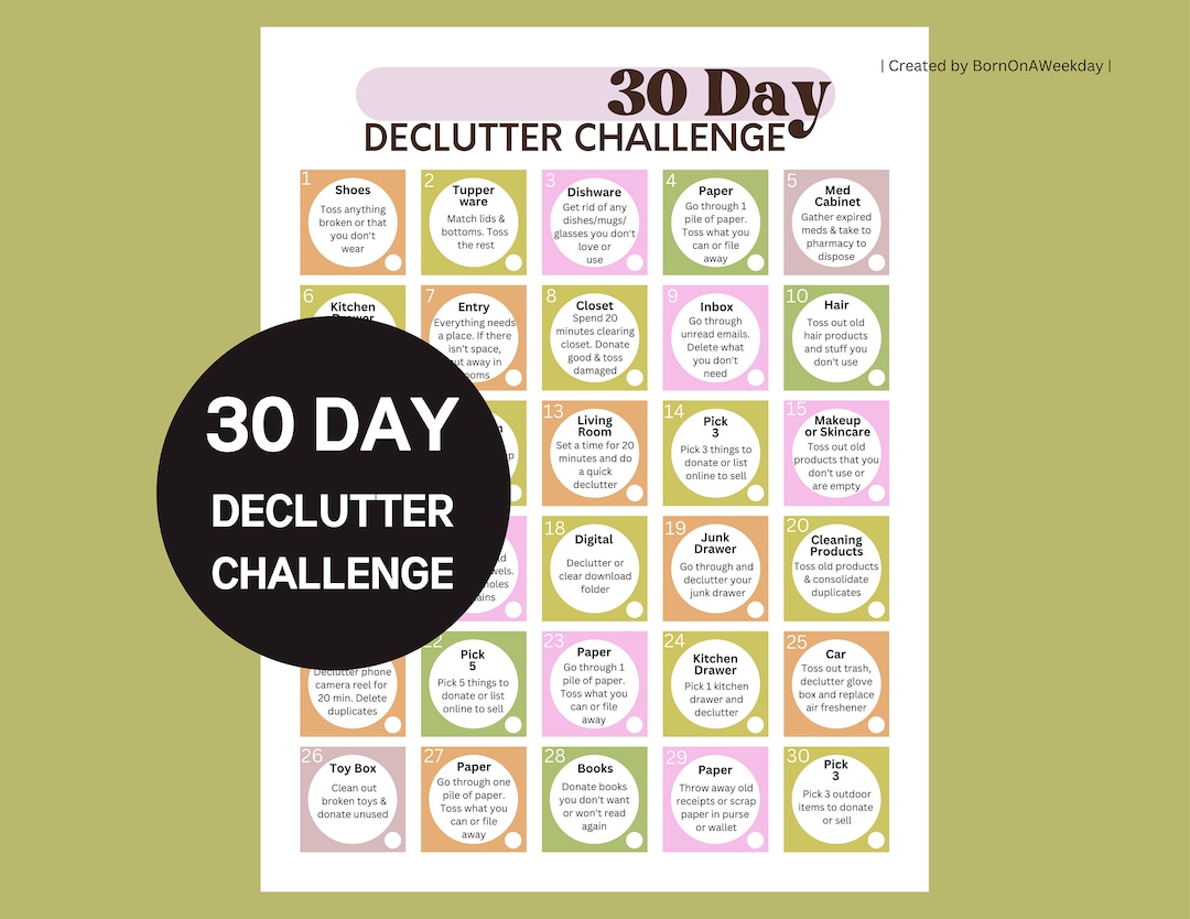 30 Day Declutter Challenge, Home Declutter Planner, Spring Clean ...