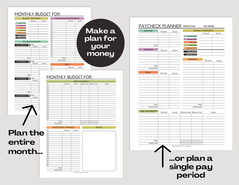 Printable Budget Planner Bundle: Modern Finance Tracker (PDF) - Etsy