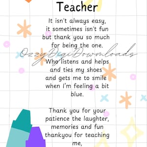 Thank You Teacher Digital Download - Etsy