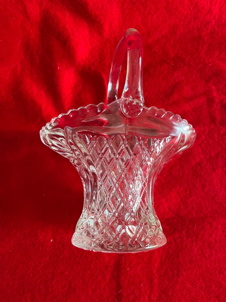 Vintage Clear Glass Basket With Handle(item#69) - Etsy