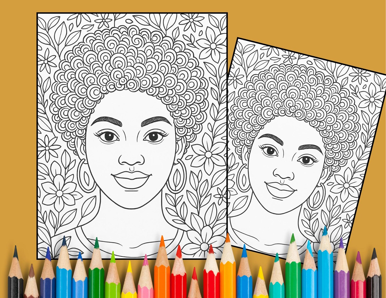 Printable Black Women Afro Coloring Sheet - Etsy
