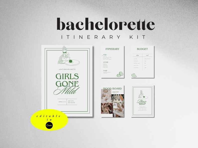 Editable Bachelorette Party Itinerary Kit | Girls Gone Mild Spa Theme ...