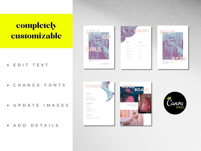 Disco Cowgirl Bachelorette Party Lite Itinerary Kit Editable Template ...