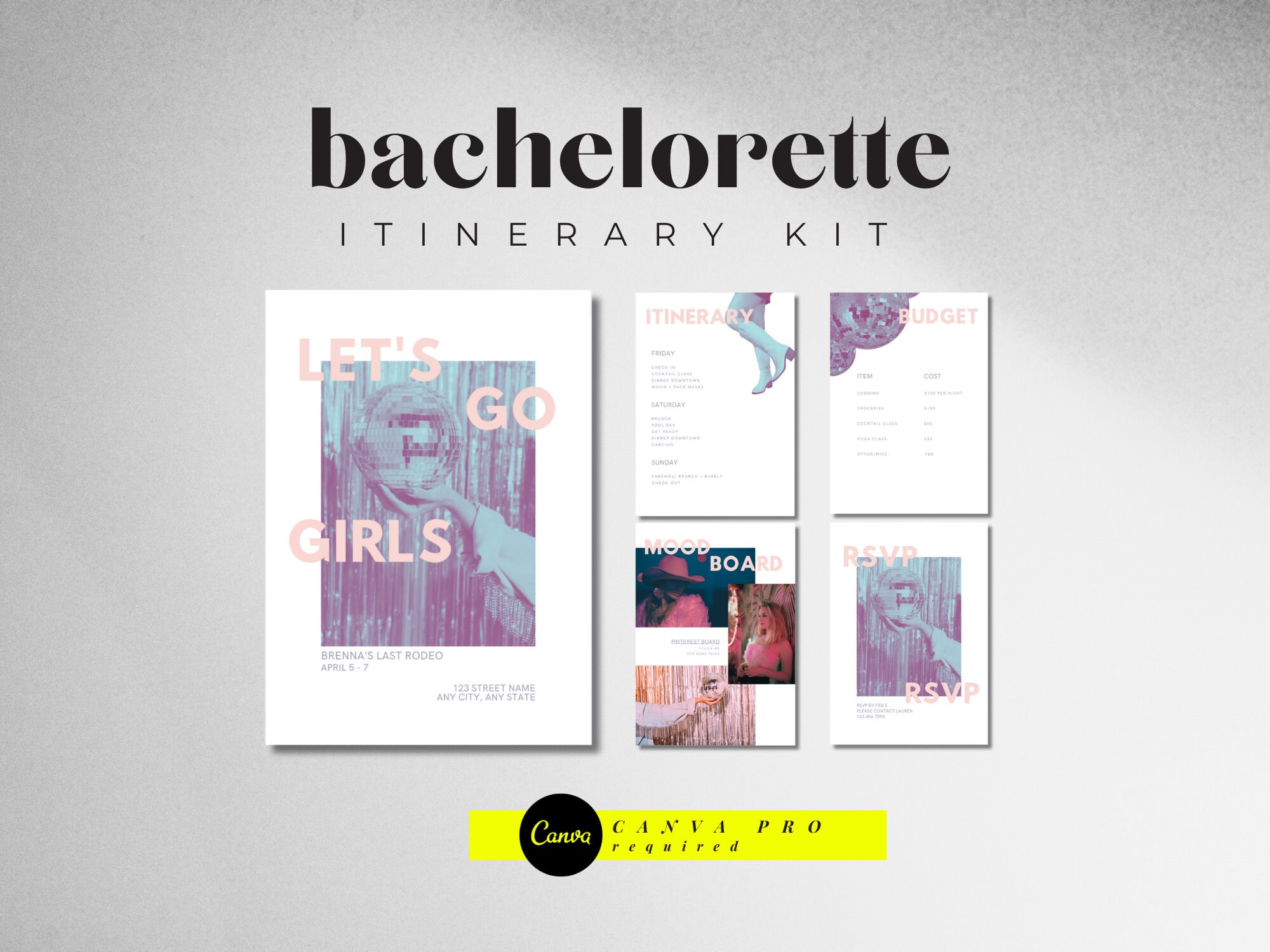 Disco Cowgirl Bachelorette Party Lite Itinerary Kit Editable Template ...