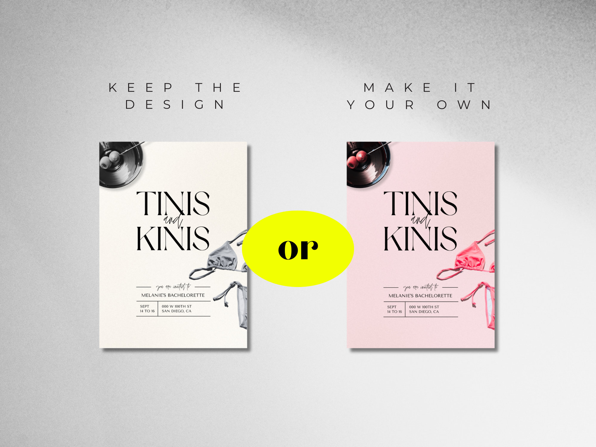 Editable Bachelorette Party Lite Itinerary Kit Bikini and Martini Theme ...